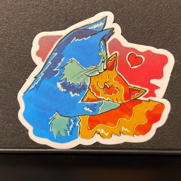 Design | Colorful Cat Love Sticker | Poshmark